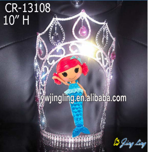 10 Inch Rhinestone Mermaid Pageant Crowns Girls, High Quality 10 Inch ...