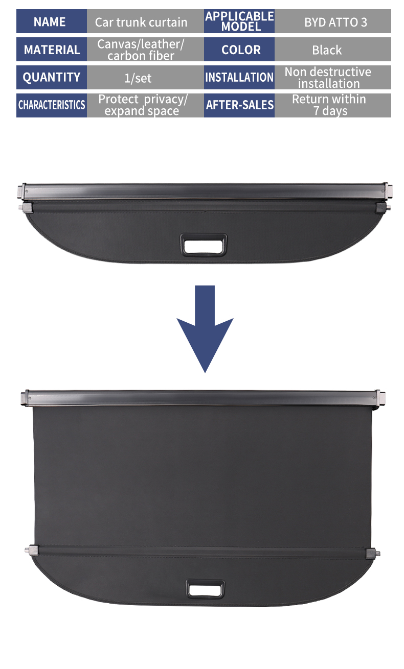 2022-2024 Byd Atto 3 Trunk Cargo Area Shade Cover - Retractable Auto ...