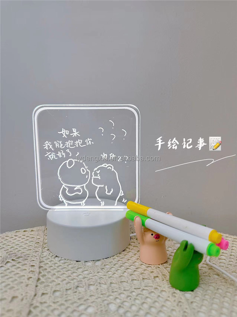 Usb Blank Acrylic Writing Led Message Board With 3d Night Light And ...