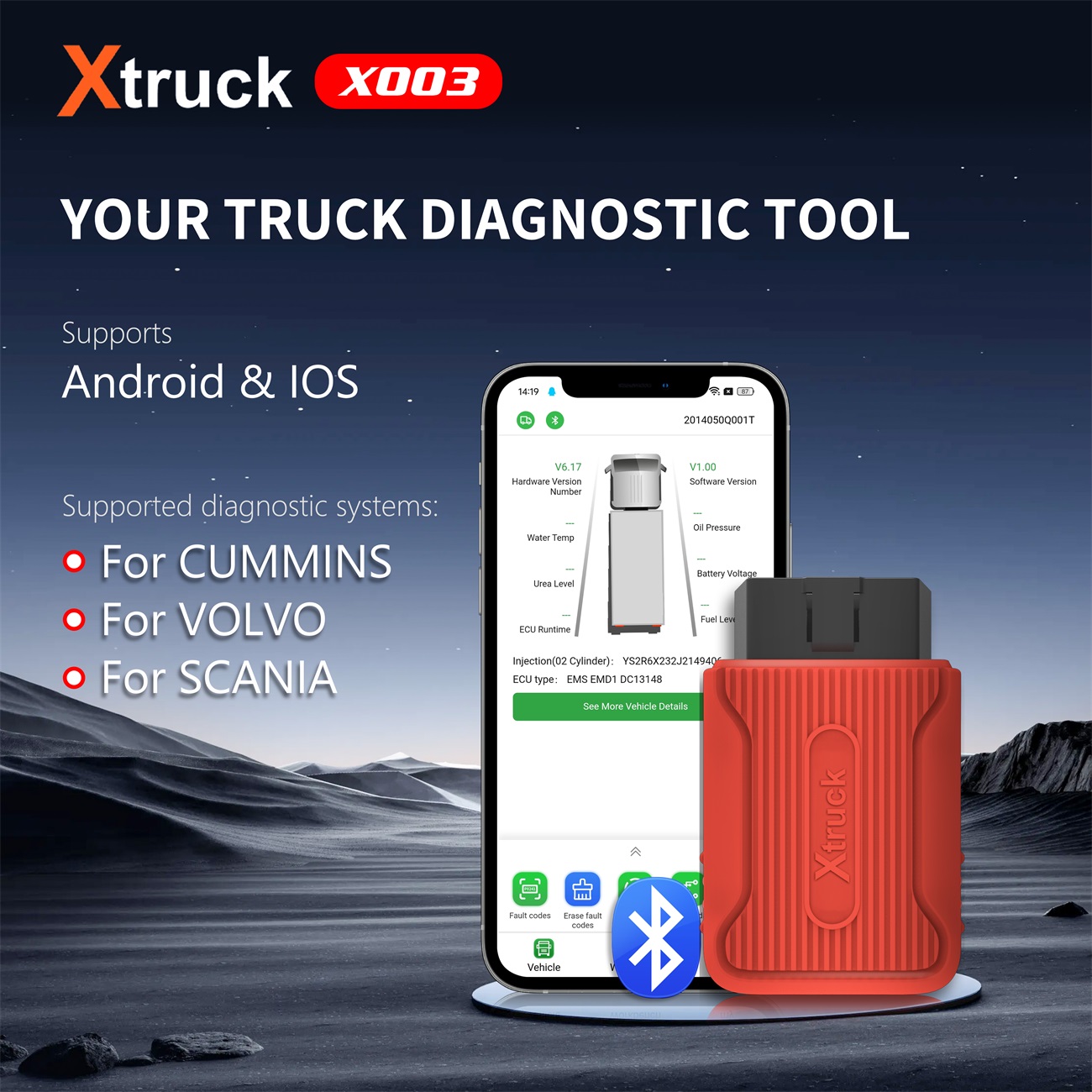X Truck X003 Fault Code Reader: Vol-vo & Sca-nia Diagnostic Tool, High ...