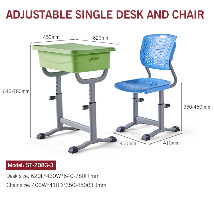 Primary Strong Single Classroom Desk Chai, High Quality Primary Strong ...