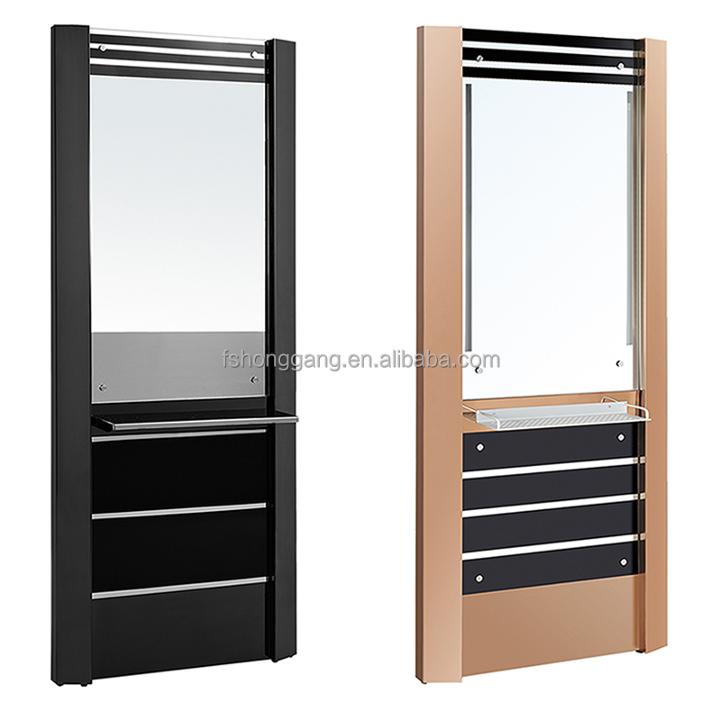 Salon Barber Shop Mirror Station With Adjustable Led Lights, High ...