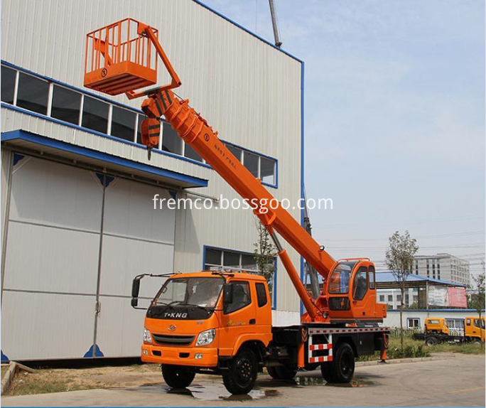 4 Ton Truck Mounted Crane With Operation Basket, High Quality 4 Ton ...