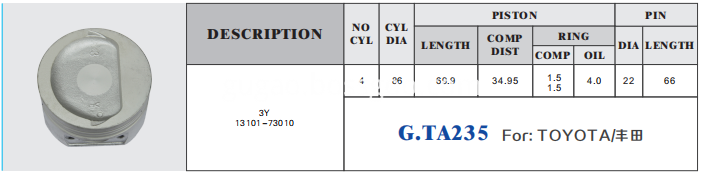 Toyota 3y의 피스톤, Bossgoo.com의 고품질 Toyota 3y의 피스톤