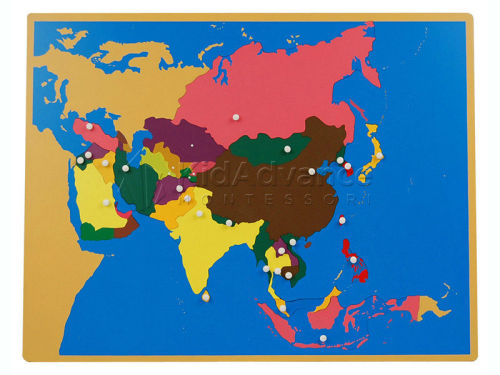 Montessori Materials-labeled Asia Control Map Montessori Teaching ...