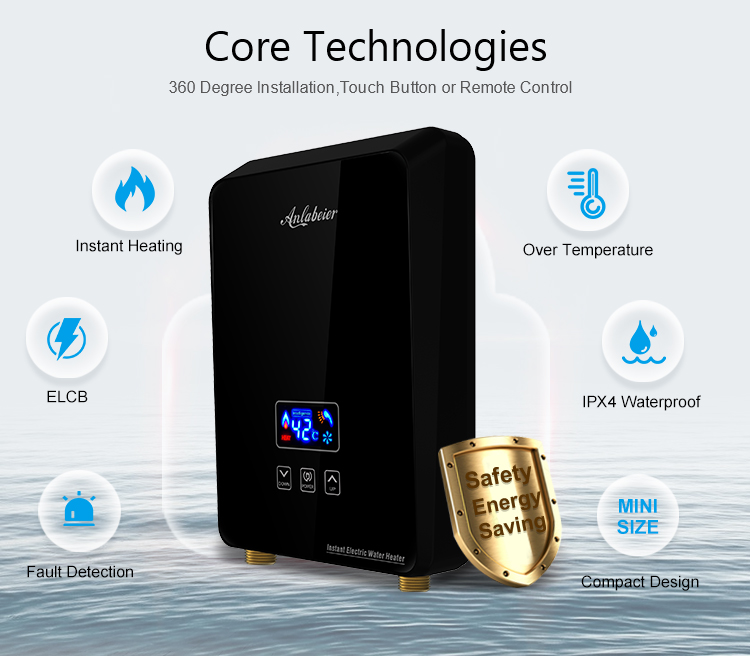 Touch Control Instant Electric Shower - 220v 6kw Bathroom Tankless ...