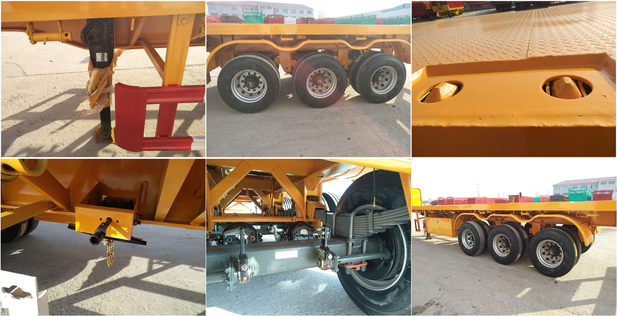 Trailer Flatbed Gandar Tri 40 Ton, kualitas tinggi Trailer Flatbed ...