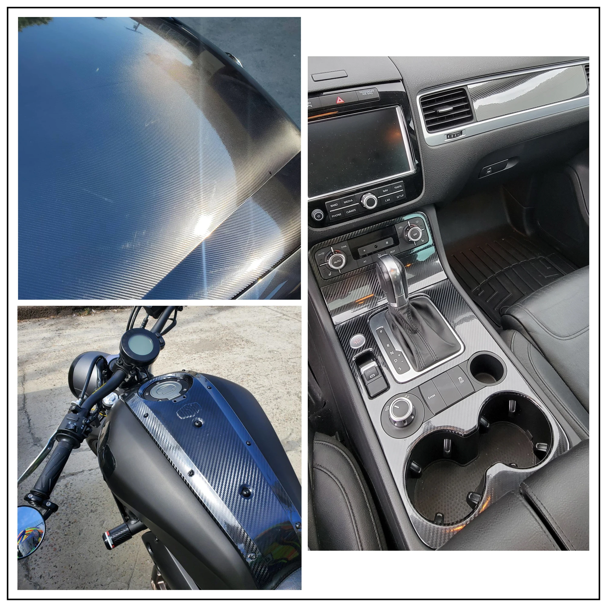Glossy Carbon Fiber Vinyl Wrap Film For 2d-6d Car And Motorcycle ...
