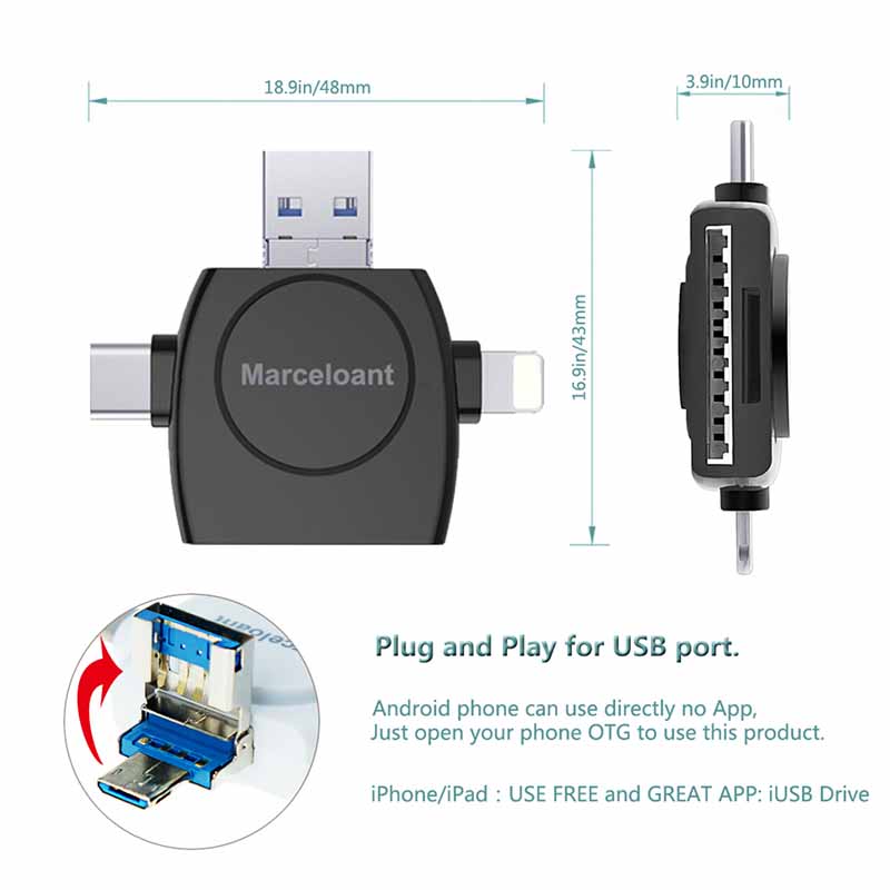 Micro Card Reader 4-in-1 Marceloant Tf Memory Card Camera Reader ...