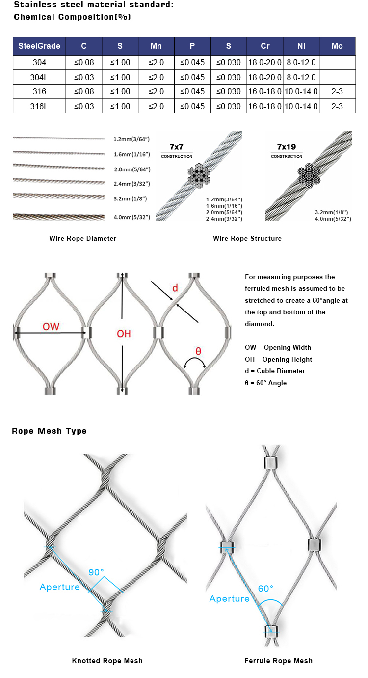 Stainless Steel X-tend Wire Rope Cable Woven Mesh For Balcony Infill ...
