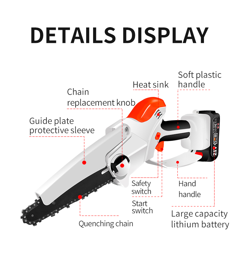 6 Inch Mini Cordless Chainsaw Christmas Cordless Handheld Chainsaw For ...