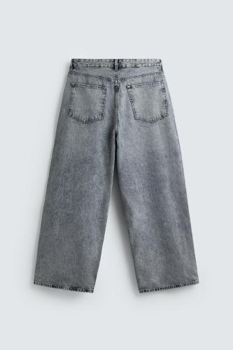 Men Grey Color Acid Wash Denim Pants Wide Leg Baggy Fit Jeans, High ...