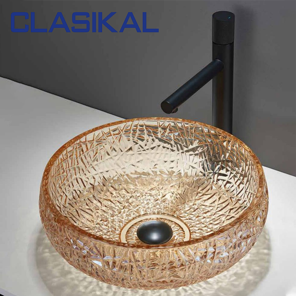 Clasikal Modern Bathroom Countertop Wash Basin With Stained Glass ...