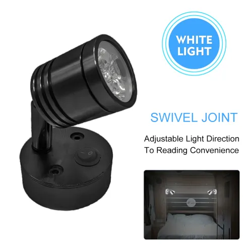 12v 3w Rv Camper Motorhome Wall Mounted Reading Lamp Van Boat 3leds ...