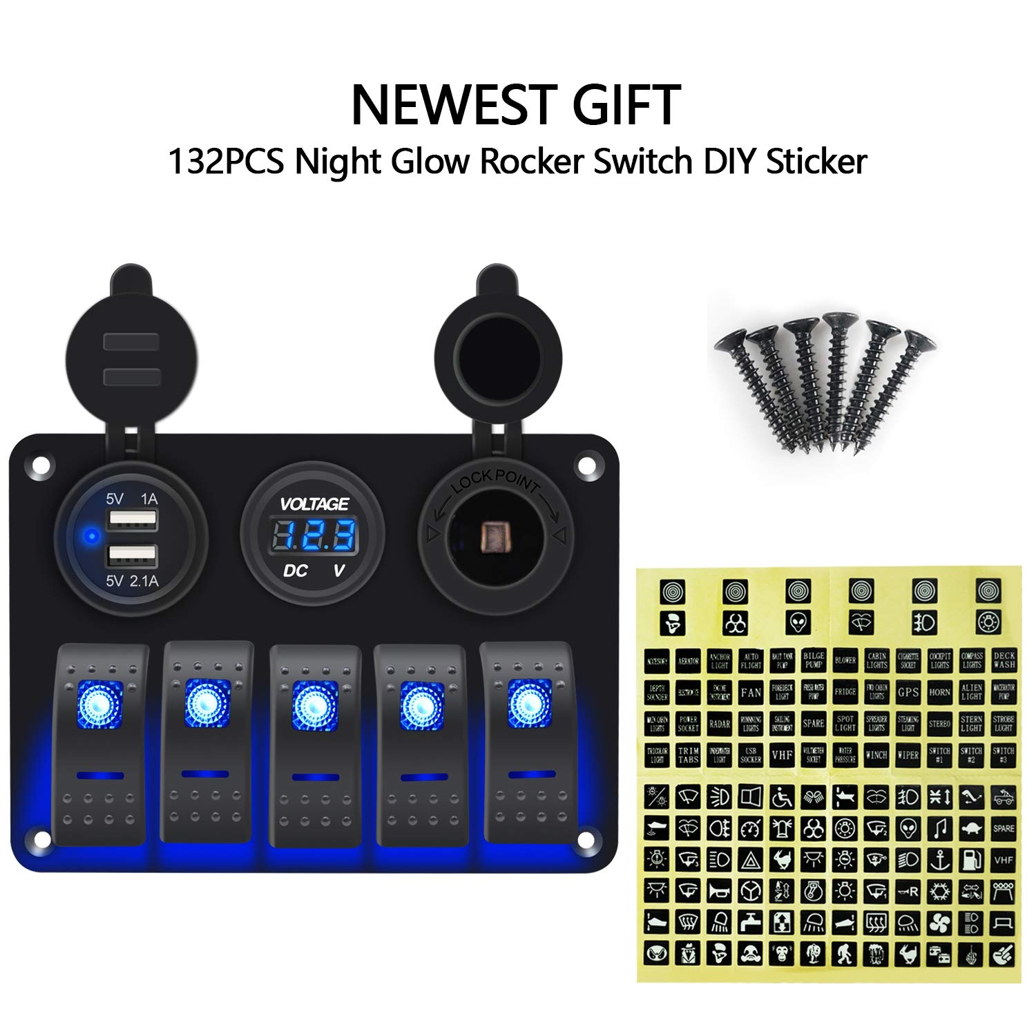 5 Gang Toggle Switch Panel 12v-24v Dual Usb, High Quality 5 Gang Toggle ...