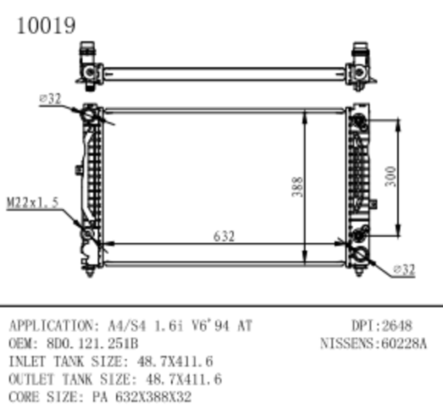 Audi A4/s4 1.6i V6 Oemnumber 8d0.121.251b 용 라디에이터, Bossgoo.com의 고품질 ...