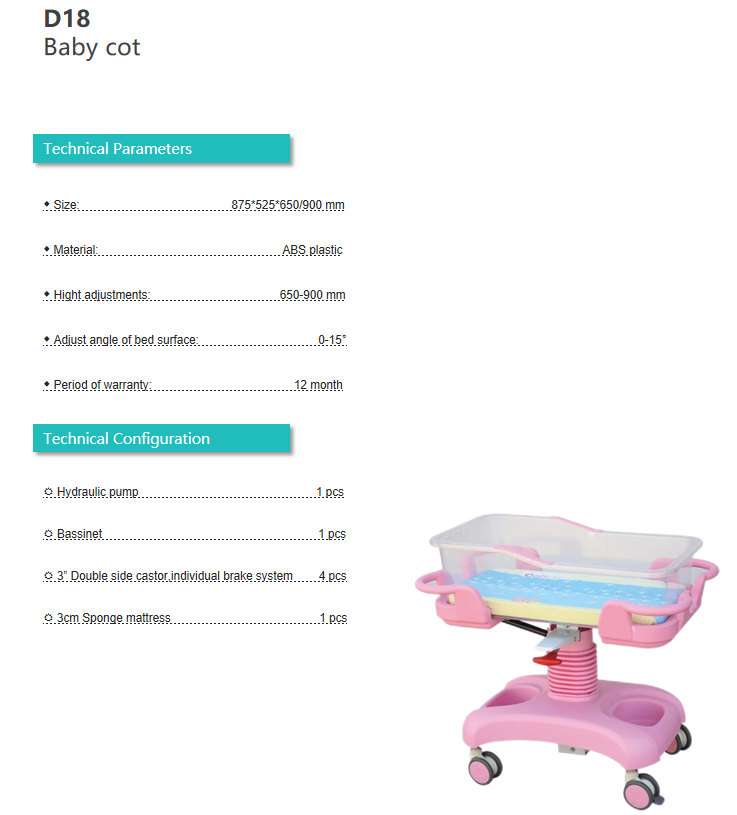 Adjustable Mobile Abs Baby Cot For Hospital, High Quality Adjustable ...