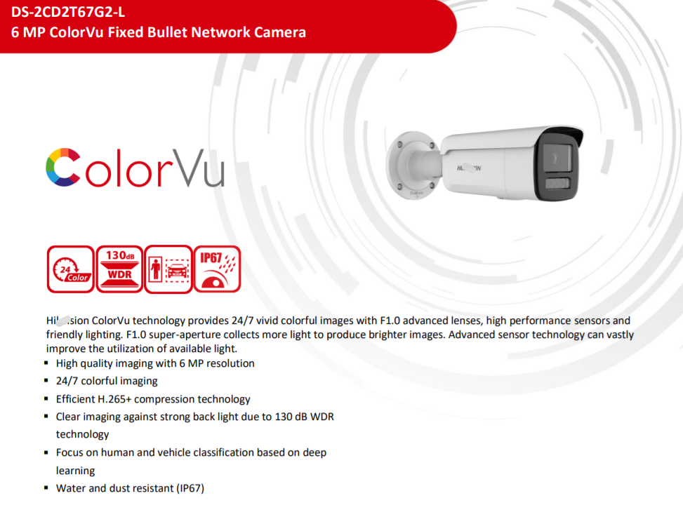 6mp Colorvu Fixed Bullet Network Camera For 24/7 Colorful Imaging, High ...