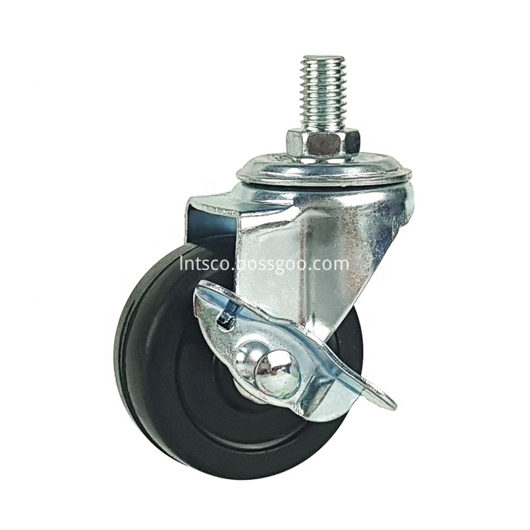 Light Duty Side Brake Rubber Threaded Stem Casters, High Quality Light ...