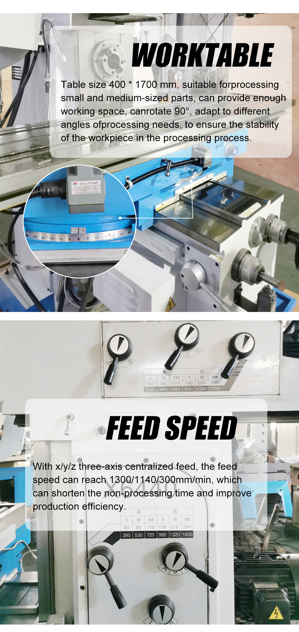Variable Speed Feed Universal Milling Machine X6440, High Quality ...