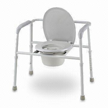 Steel Large Commode Chair With Height Adjustable Leg Tubes, Made Of ...