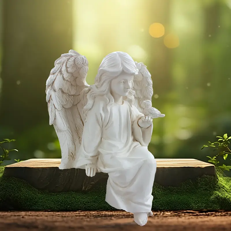 Sunny Angel Resin Statue - Handicraft Garden Guardian For Outdoor ...