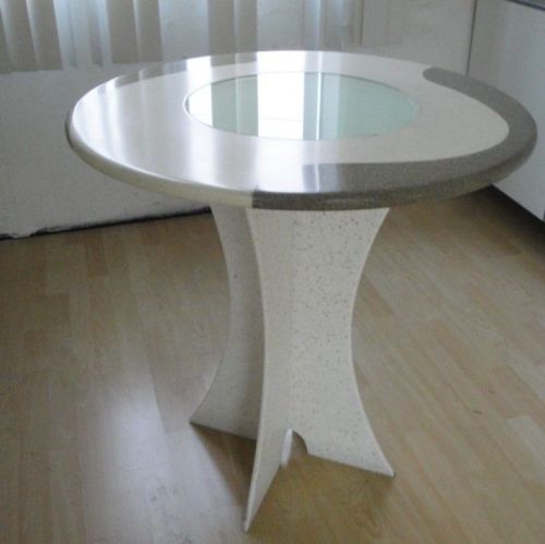 Customized Corian Artificial Stone Reception Desk, White Acrylic Marble ...