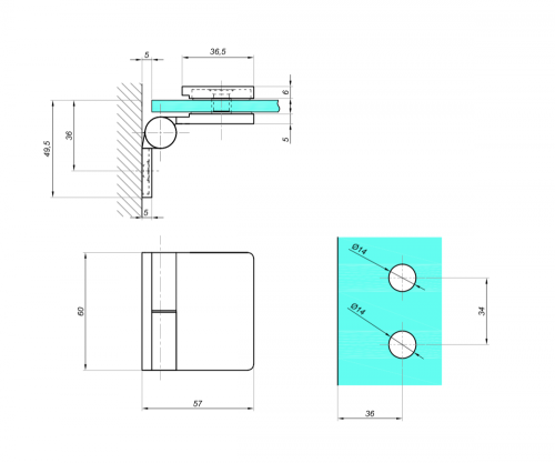 Standard Left Inswing Lifting Shower Hinge Glass-to-wall, High Quality ...