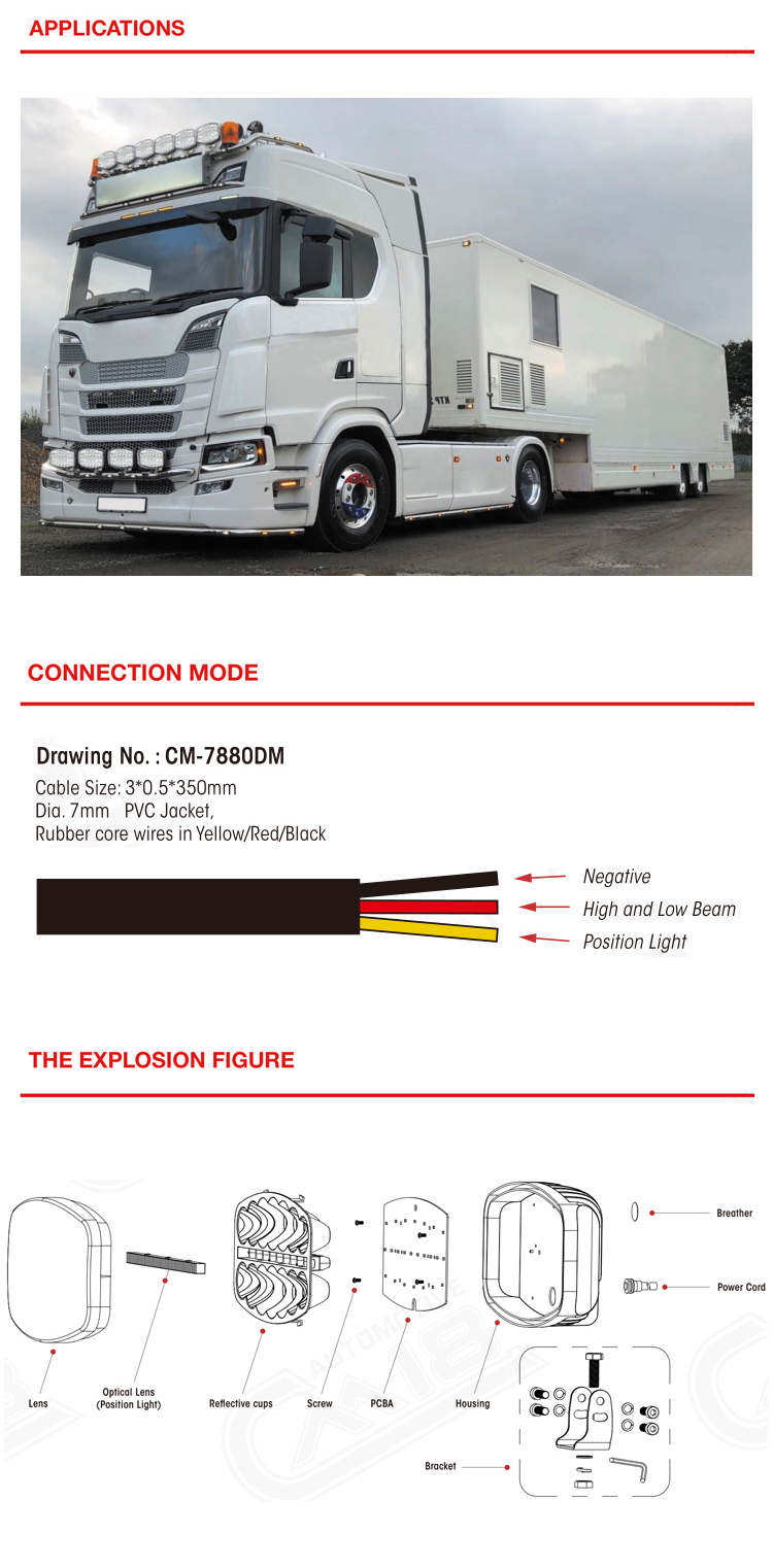 타원형 10 "12-24v 50w Ece R112, Ece R7, Ece R10 Emark, Ip 67 Led 드라이빙 라이트 ...