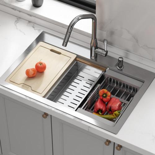 Multifunctional 33x22 Inch Handmade Topmount Kitchen Sink, High Quality ...