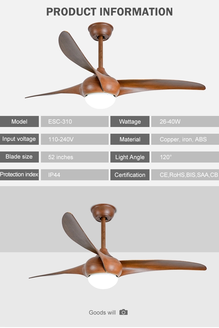 Kinds of Wooden smart ceiling fan with three blades, Wholesale Wooden ...