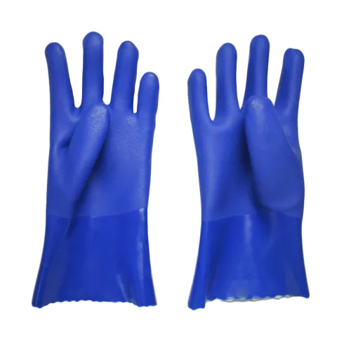 Blue Pvc Gloves With Impregnated Sandy Finish 27cm, High Quality Blue ...