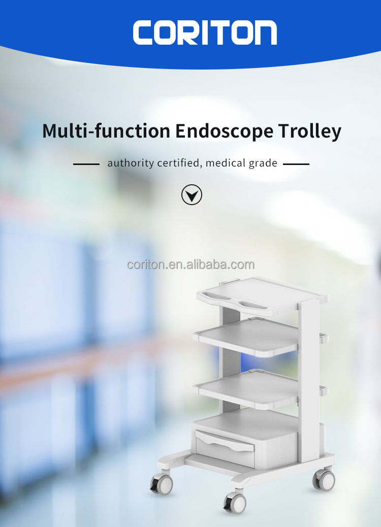 Medical Ureteroscopy Endoscopy Cart With Duodenoscope And 4 Casters For ...