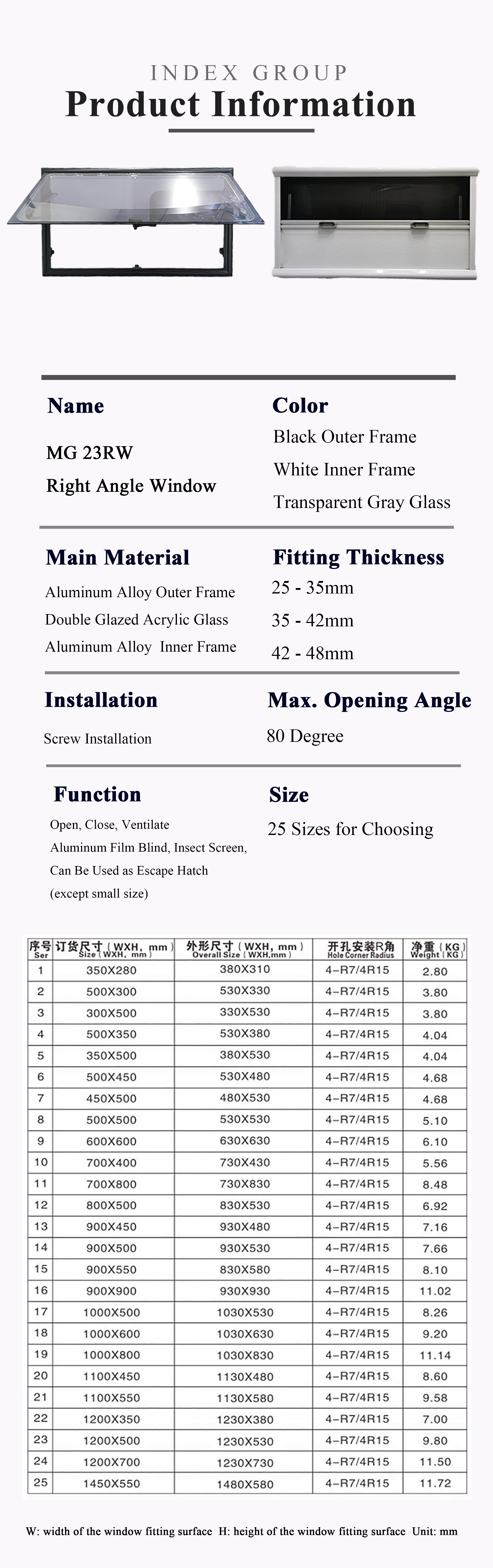 New Generation Right Angle Rv Window Motorhome Window 700*400mm, High ...