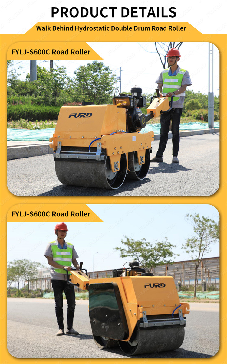 Walk Behind Double Drum Vibratory Tandem Roller Machine, High Quality ...