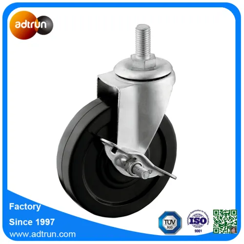 Side Brake 100mm Swivel Wheel Thread Stem Caster, High Quality Side ...