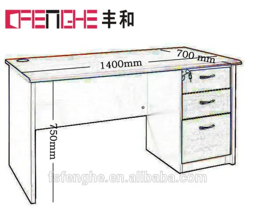 Simple Wooden Office Computer Table Design With 3 Cabinets D-027, High ...