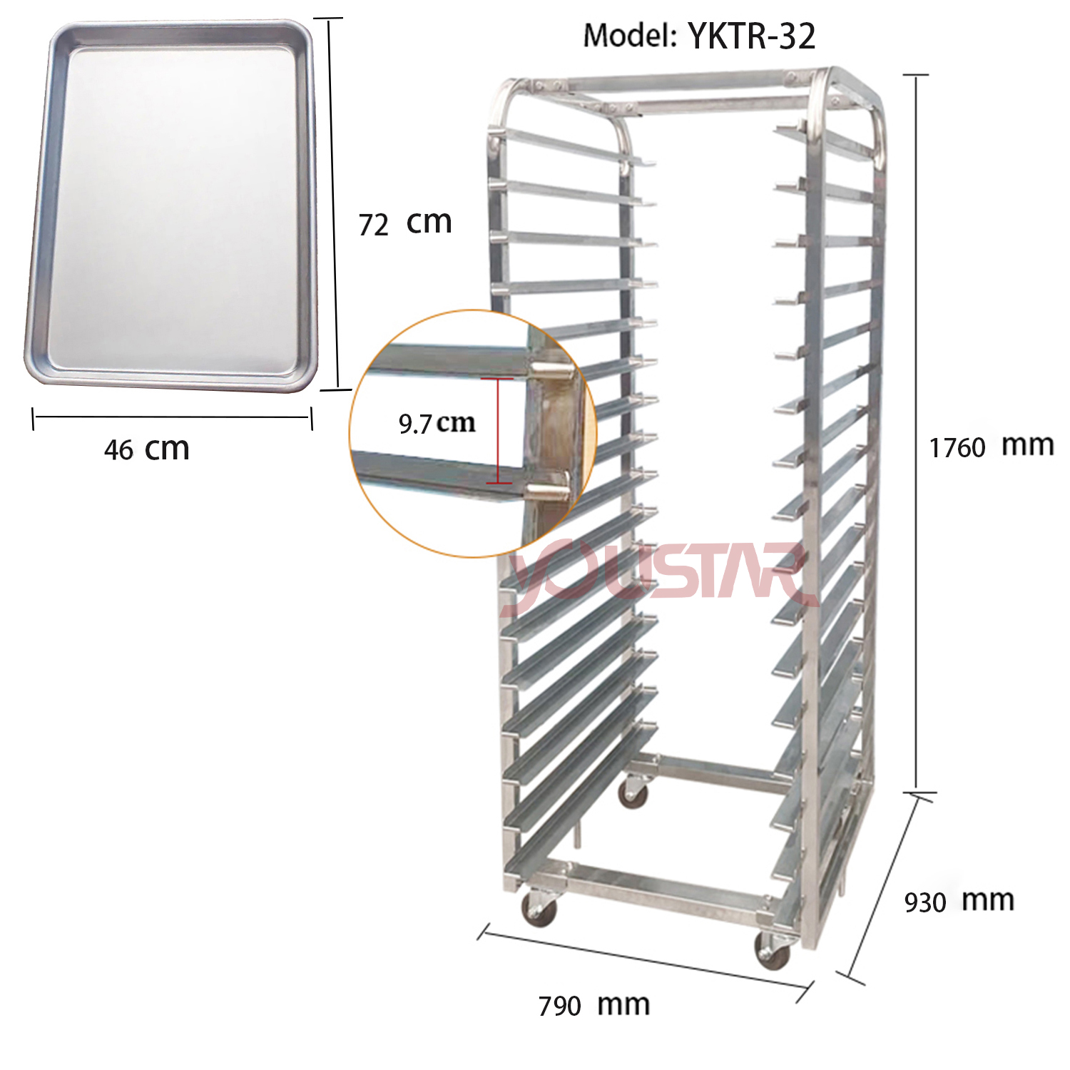 Stainless Steel Food Trolley For Bakery And Dessert Display, High ...