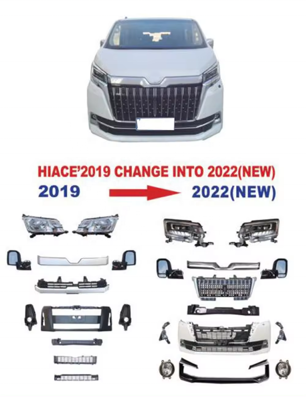 Hiace 2019 To 2022 Body Kit Upgrade Kit, High Quality Hiace 2019 To ...