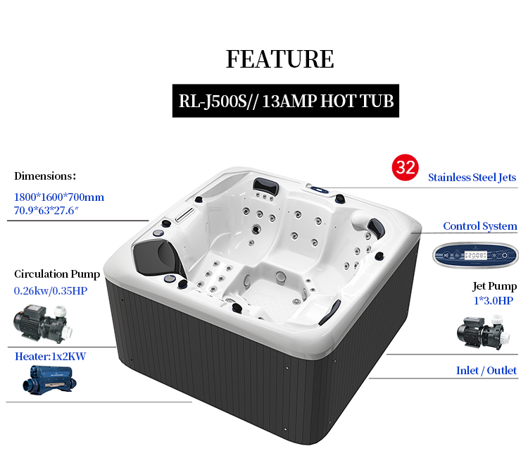Outdoor Freestanding Family Hot Tub With Bluetooth For Party Spas, High ...