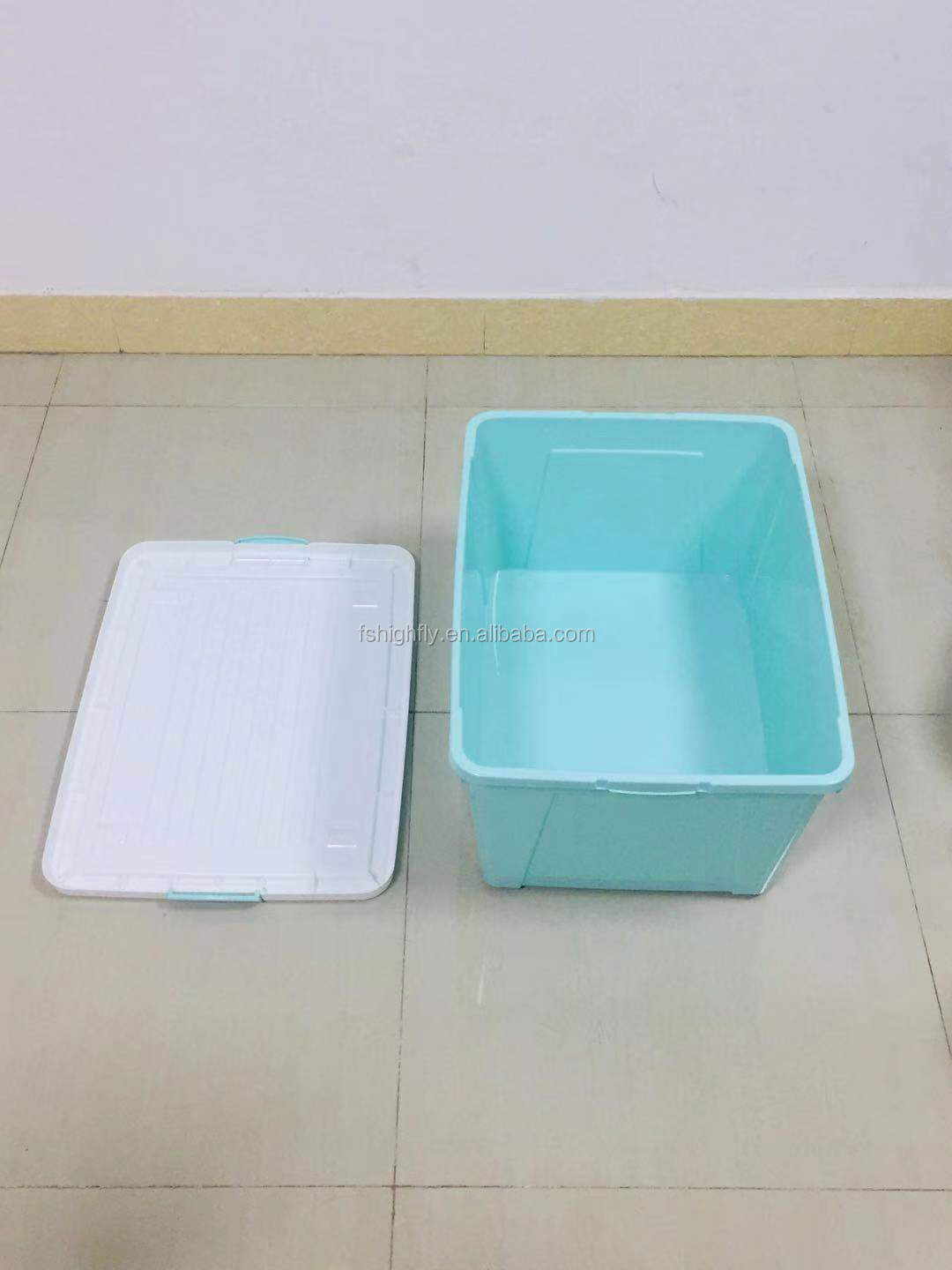 50 Sets 50l Stackable Plastic Clothes Storage Boxes With 4 Wheels, High ...