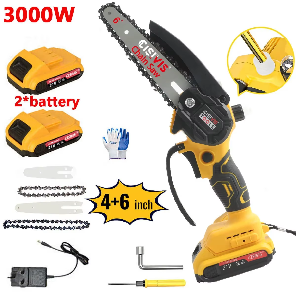 Cisivis 21v Electric Mini Wood Chain Saw Machine Set - Economically ...