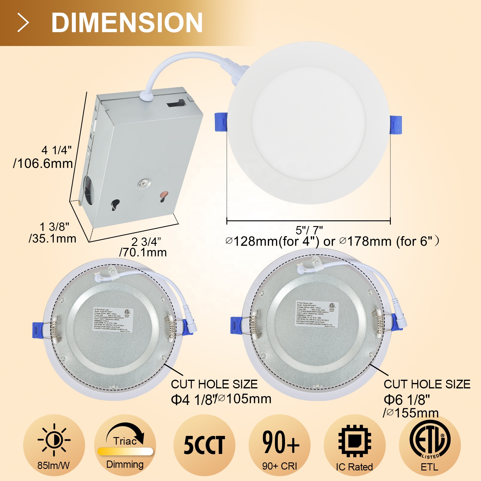 6 Pack Led Recessed Dimmable Downlight With Color Changing, High ...