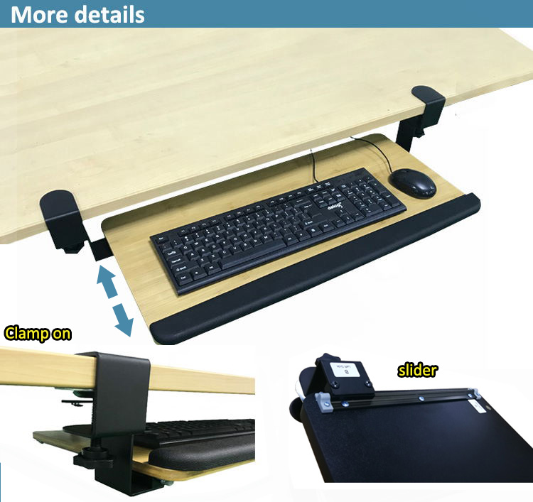 Extra Wide Under Desk Ergonomic Mouse And Keyboard Clamp-on Sliding ...
