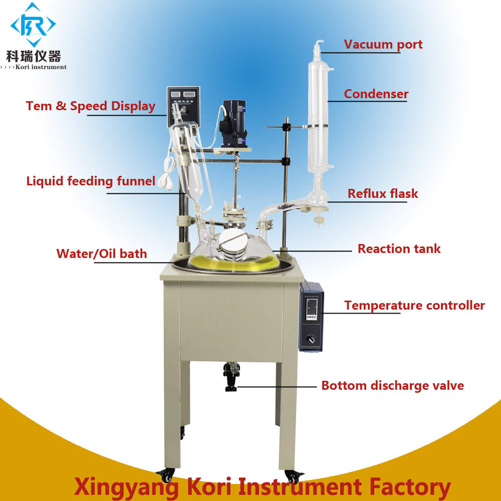 Single Layer Glass Reactor With Water Oil Bath, High Quality Single ...