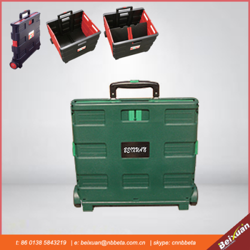Folding Boot Cart Shopping Trolley Fold Up Storage Box Wheels Crate ...