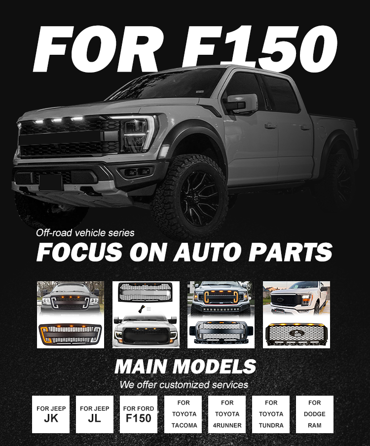 Gobison 2021 Raptor Style Front Bumper With Black Mesh Grille And Led ...