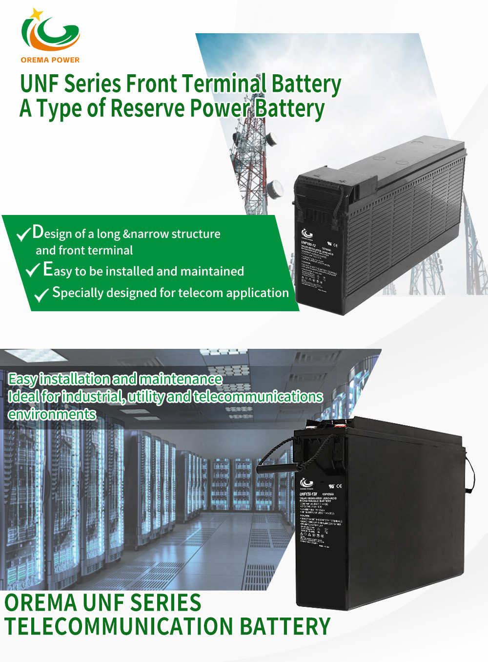 Revolutionary Front Terminal Batteries by OREMA - AGM Technology