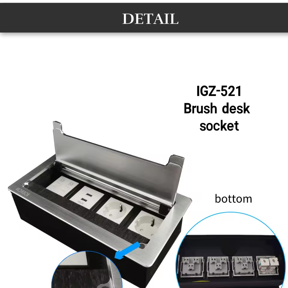 Whole Sale Rectangular Metal Brush Grommet Desktop Socket With Gcc ...