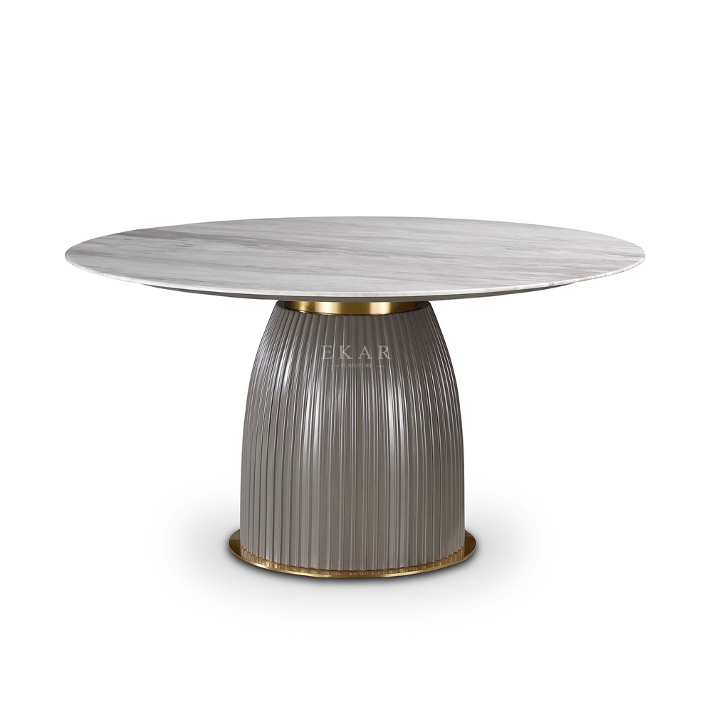 Modern Round Marble Top Dining Table Set With Stainless Steel Base ...